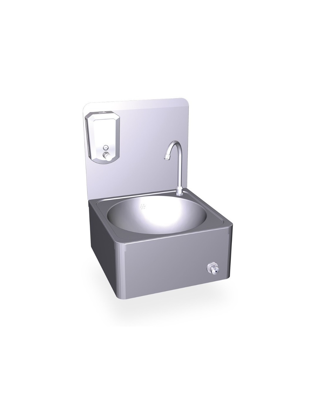 Lavamanos inox mural de rodilla modelo RC (Esquinas redondas) FRICOSMOS